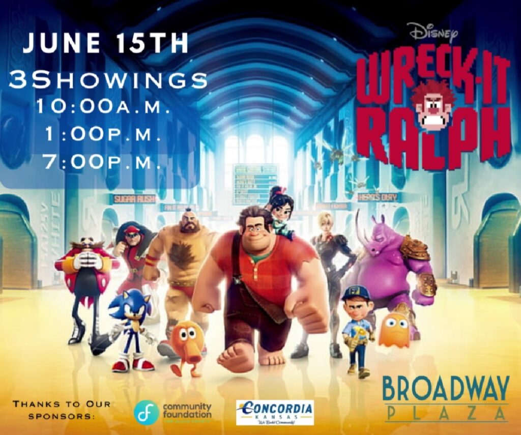 Broadway Plaza Summer Movie Series: Wreck-It Ralph - Cloud County Tourism