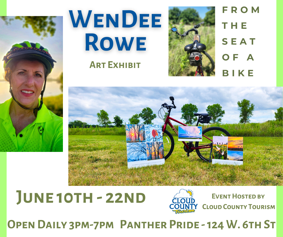 Art Exhibit WenDee Rowe: From the Seat of a Bike - Cloud County Tourism